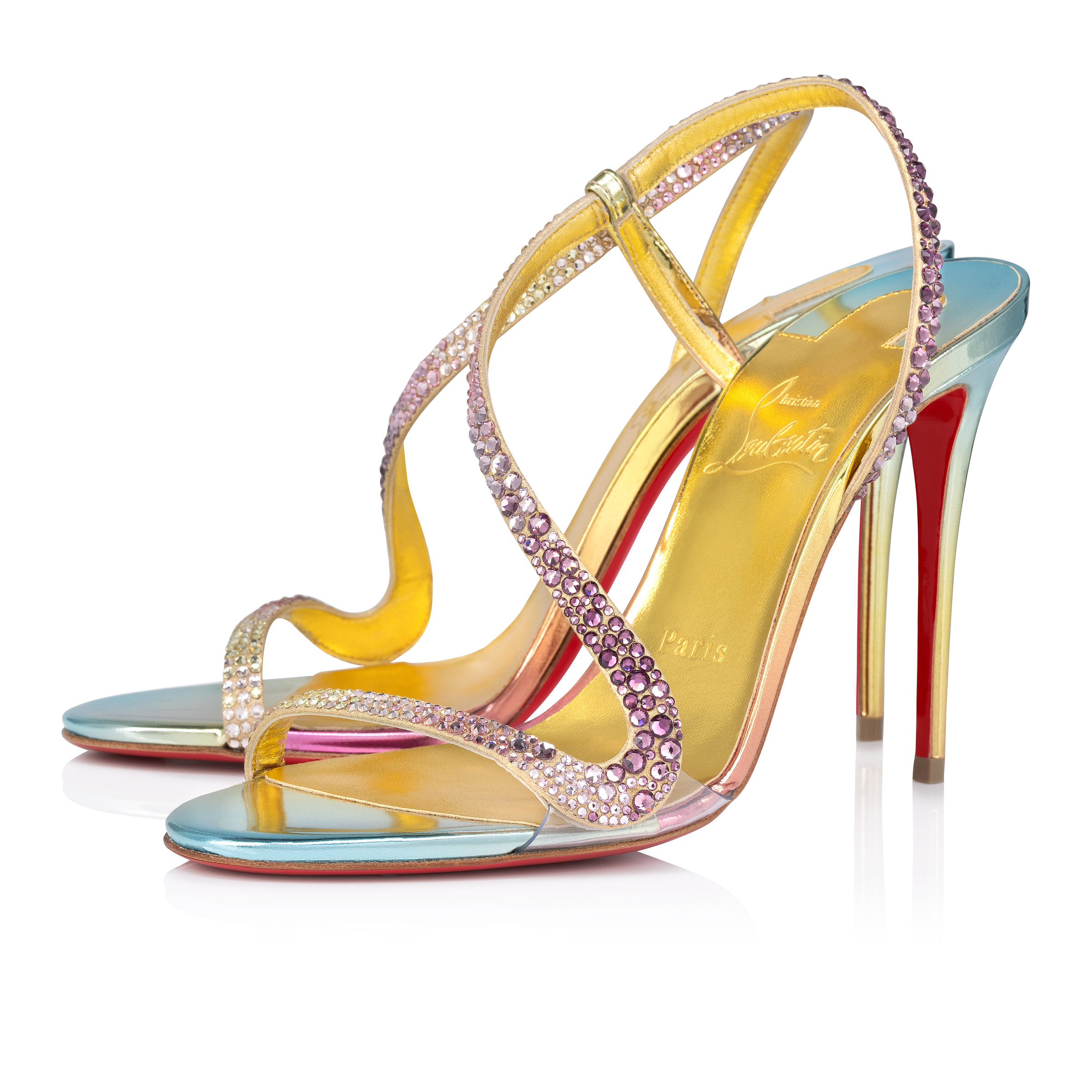 Rosalie Strass Boreal - 100 mm Sandals - Metallic suede and strass ...