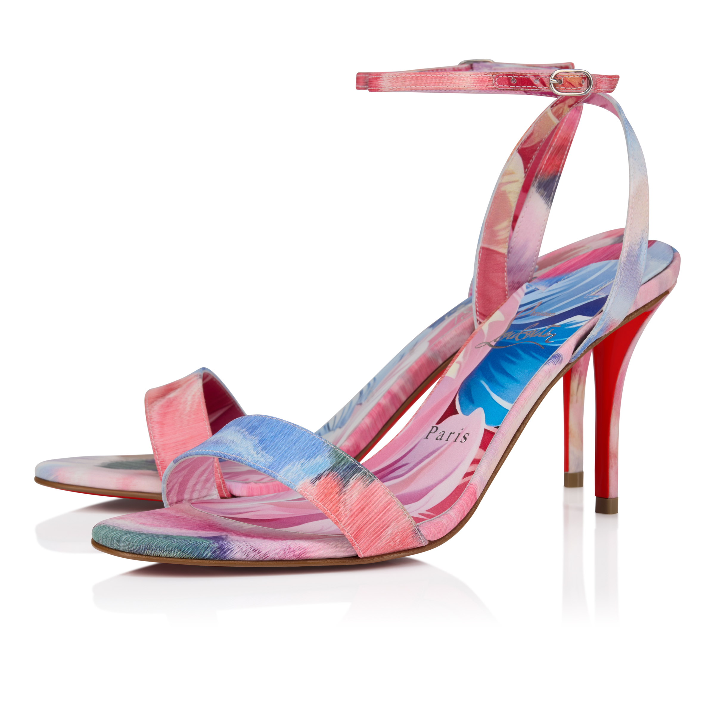 Miss Z Sandal - 80 mm Strappy sandals - 'Peonies' printed chiné fabric ...