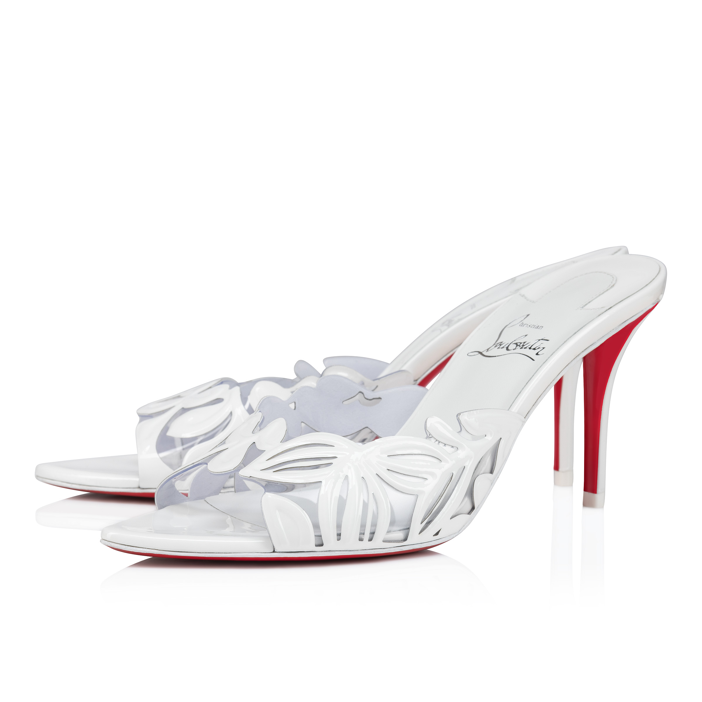 Apostropha Mule Petunia - 80 mm Mules - PVC and patent leather - White ...
