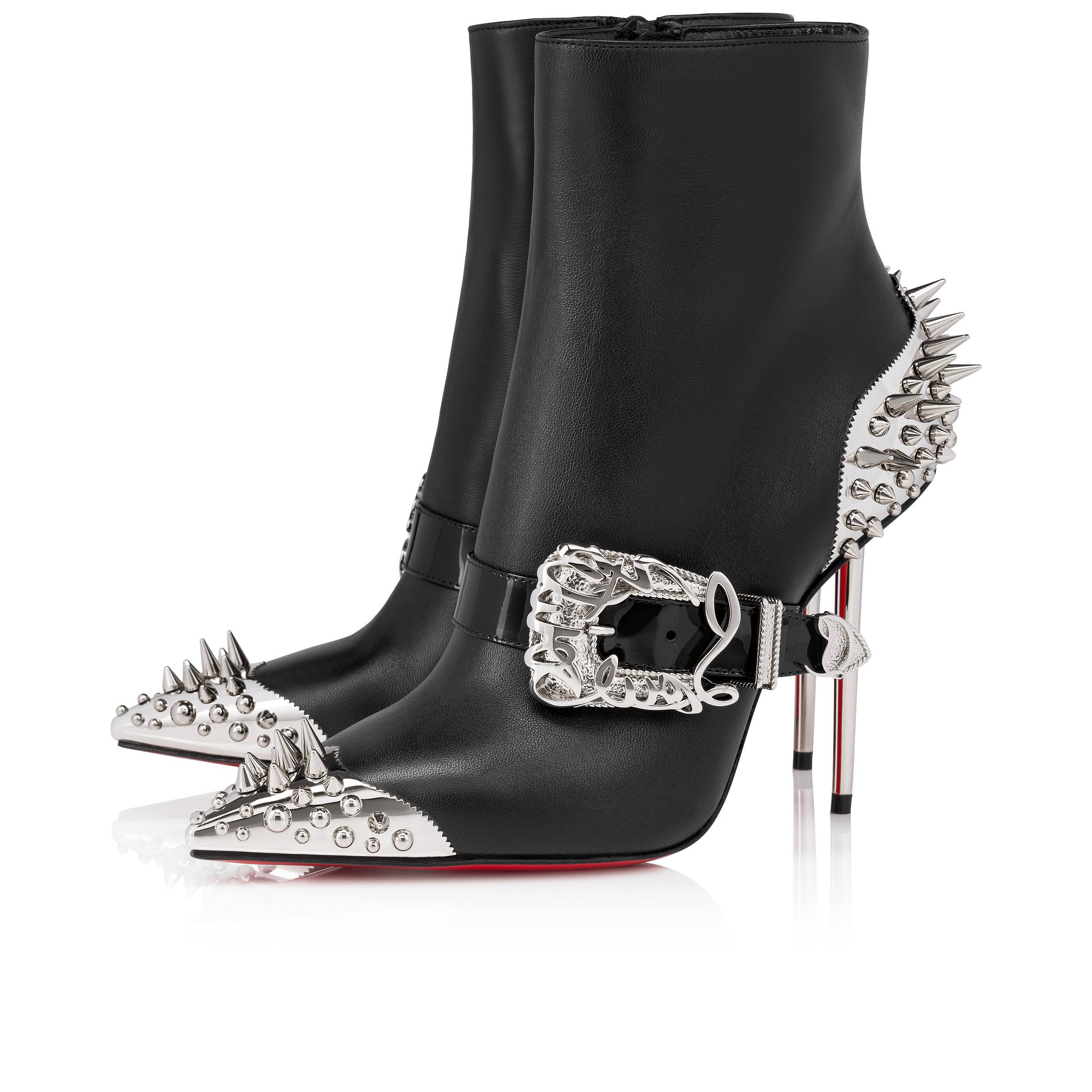 Womenphis Pic Booty - 100 mm Low Boots - Patent leather, spikes, Galva ...