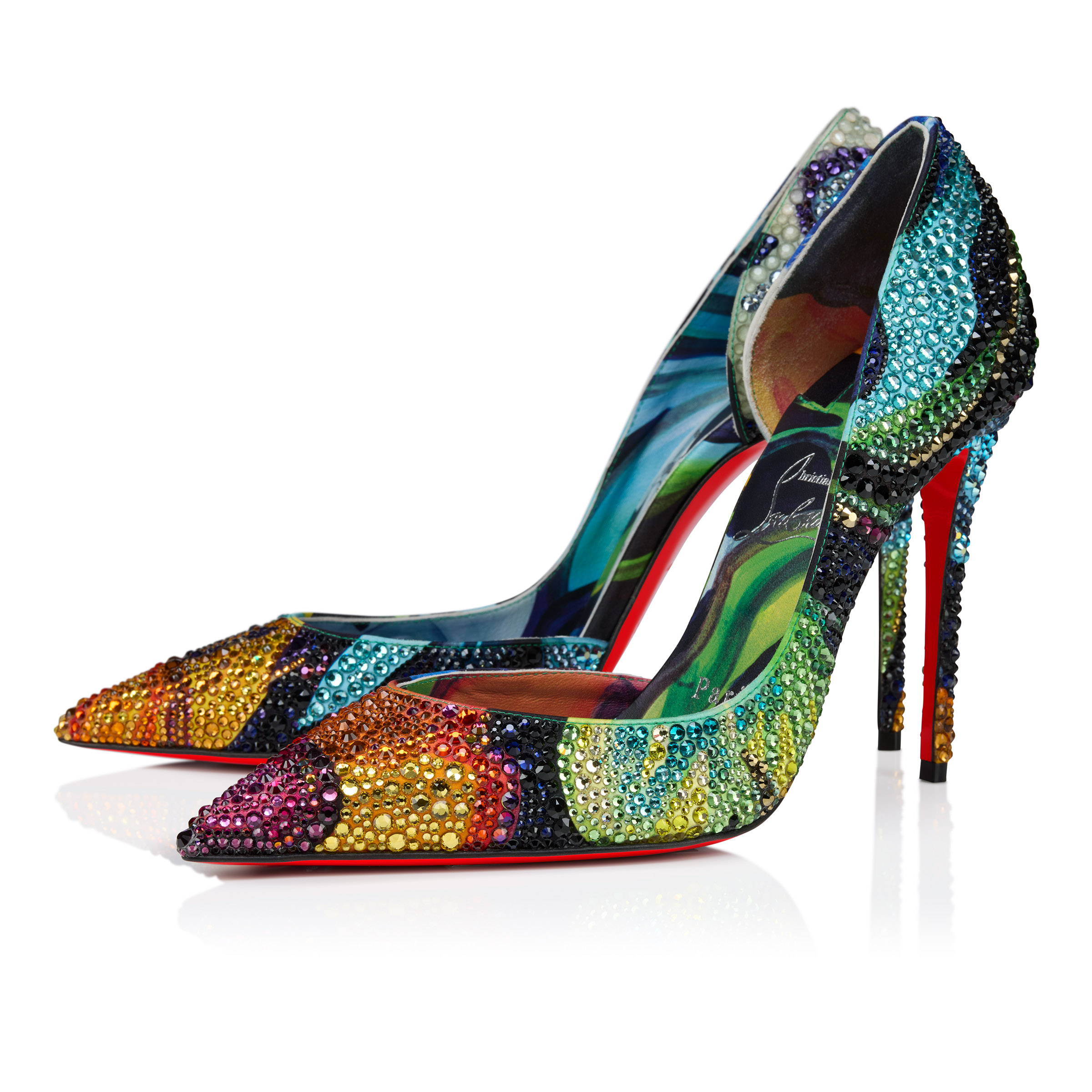 Iriza Flower Strass - 100 mm Pumps - 'Flower' printed crepe satin and ...