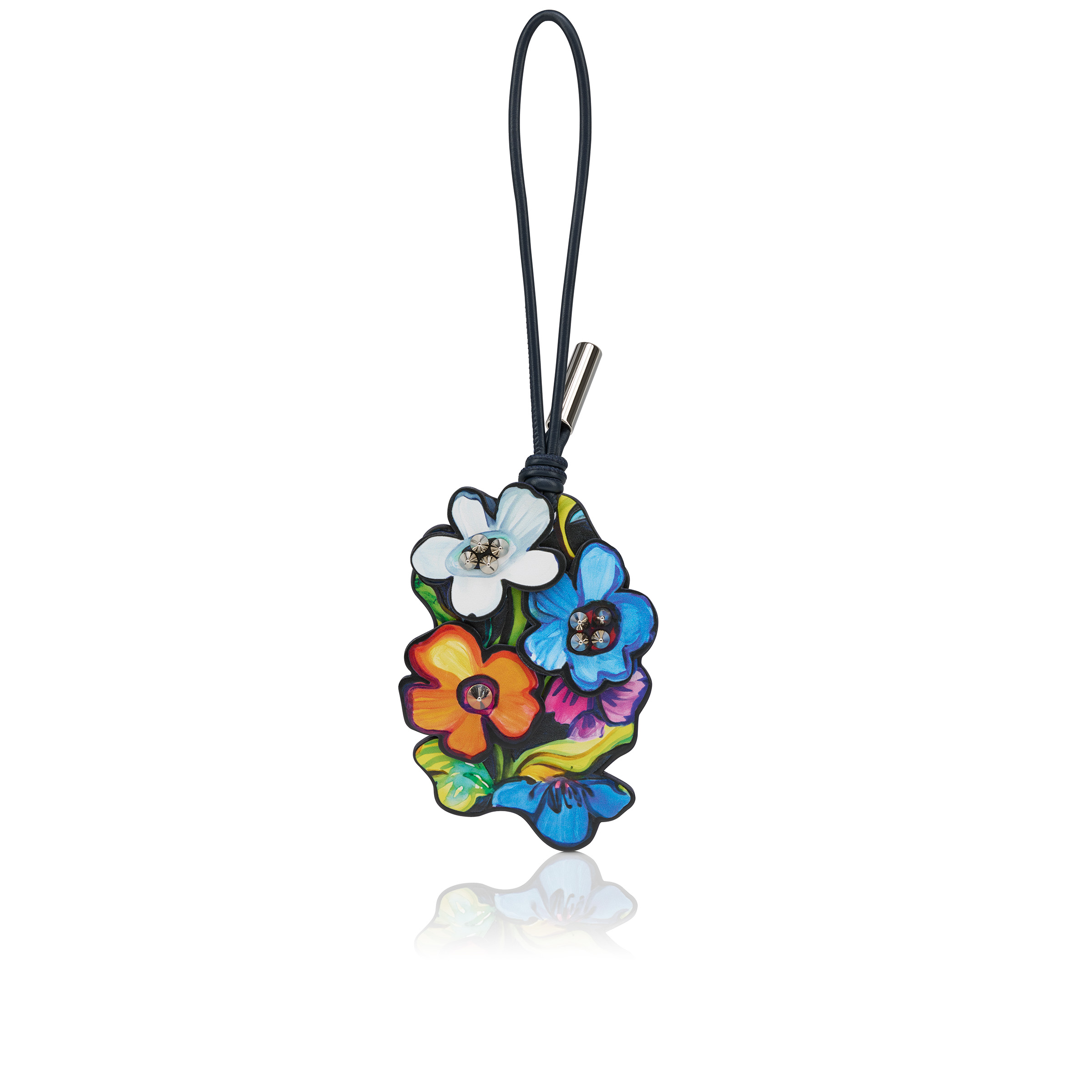Bag Charm - Charm pour sac - Cuir de veau imprimé "Flower ...