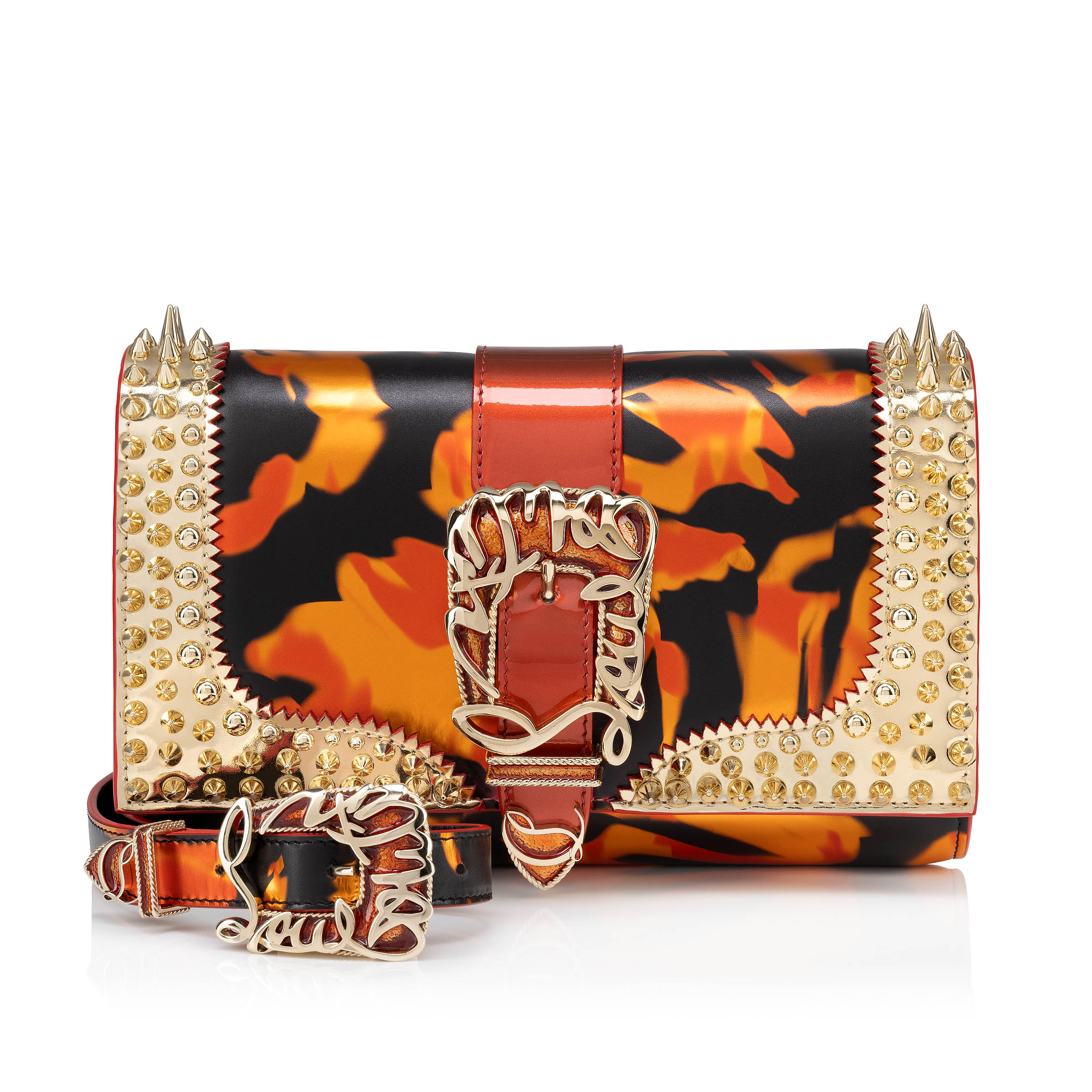 Paloma - Clutch - Specchio leather On Fire and spikes - Multicolor ...